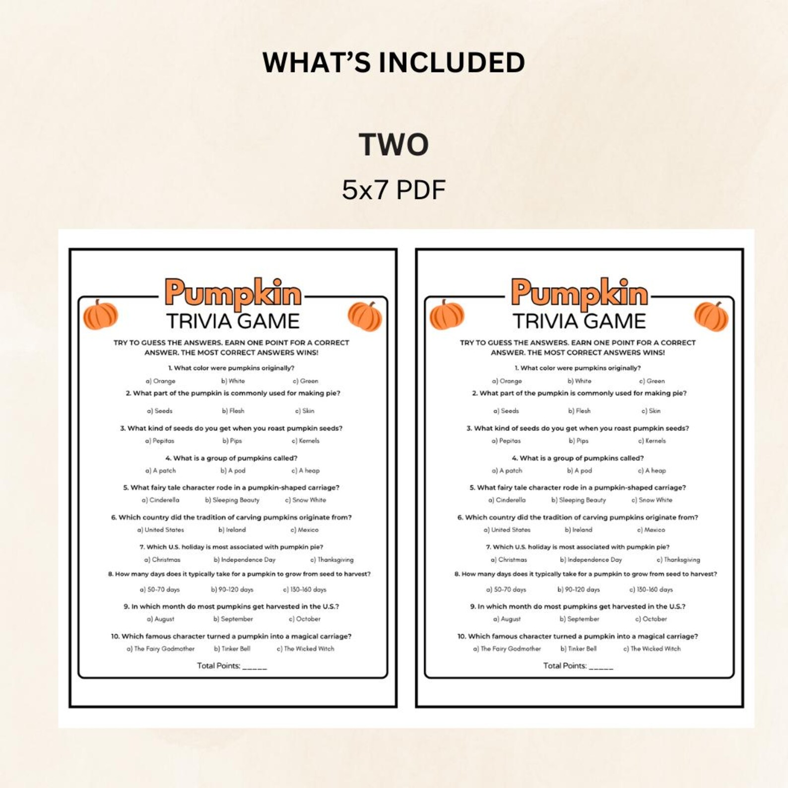 Pumpkin Trivia Game, Printable Pumpkin Trivia, Fall Trivia Game ...