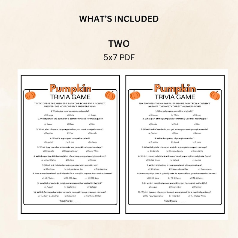 Pumpkin Trivia Game, Printable Pumpkin Trivia, Fall Trivia Game ...