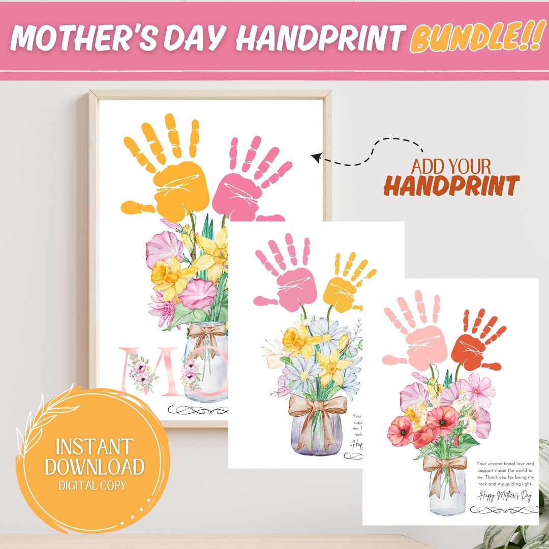 Handprint Craft Art, Printable Mother's Day, for Moms Handprint, Gift ...