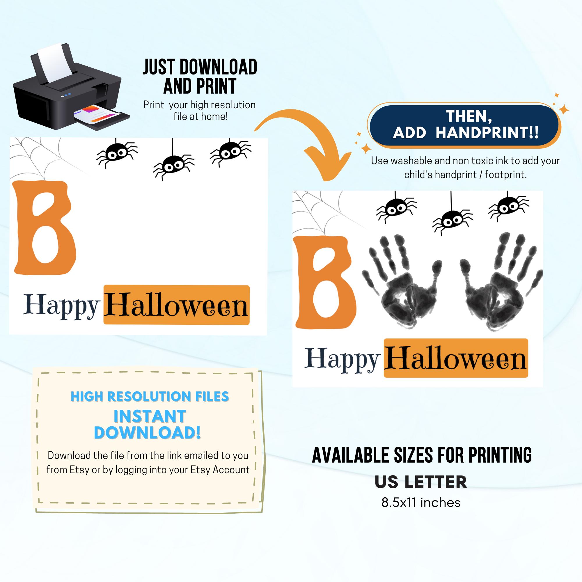 Halloween Boo Handprint Craft, Halloween Craft, Printable Halloween ...