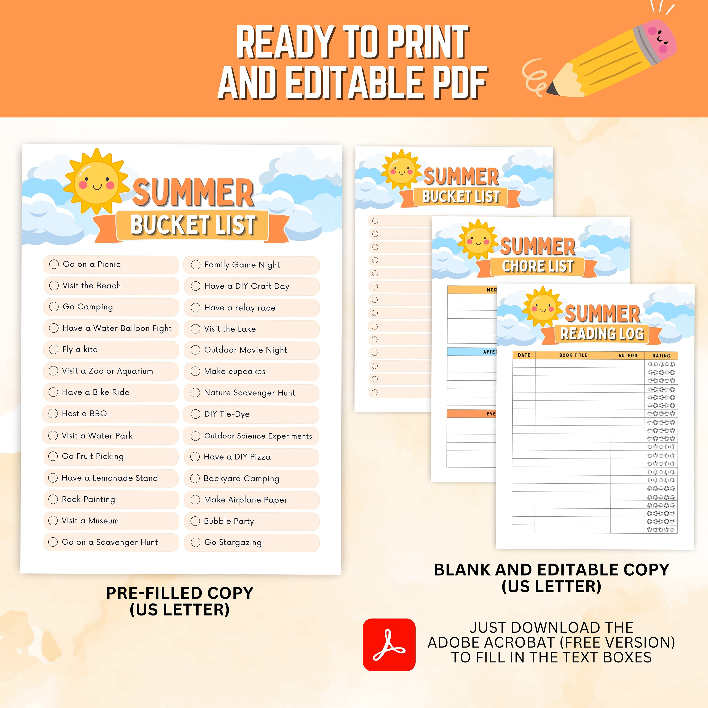 Summer Bucket List Printable, Family Bucket List, Kids Bucket List, Fun ...