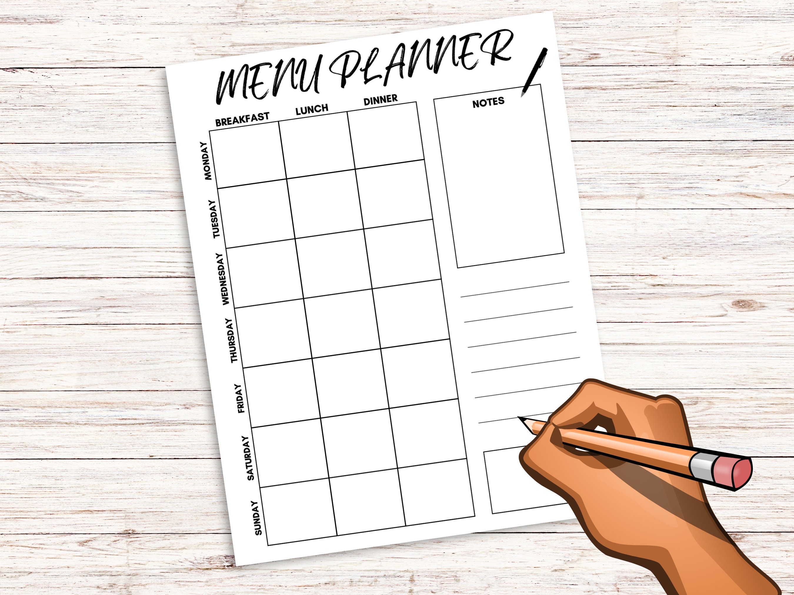 Meal Planner Template, Menu Planner Printable, Editable PDF Menu ...