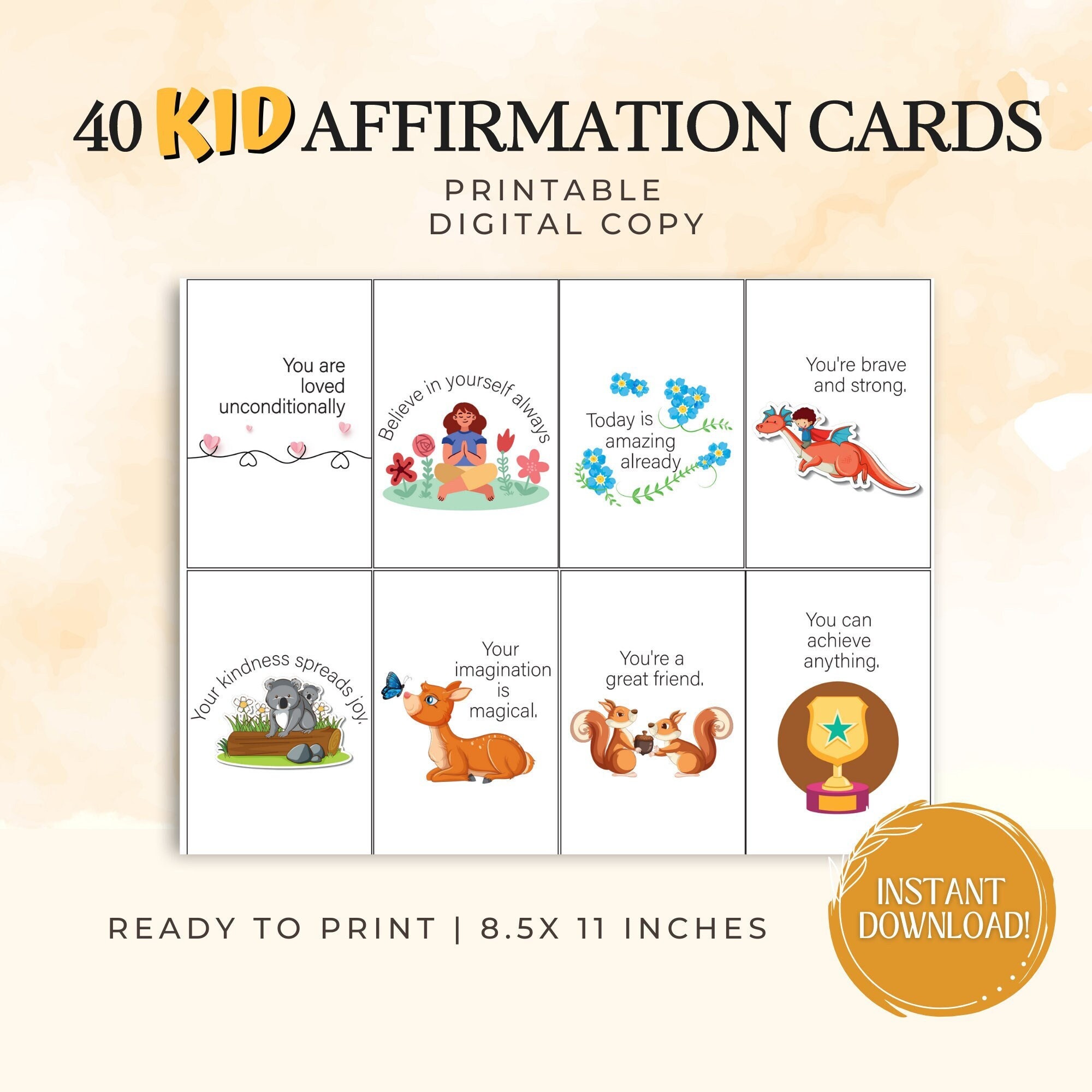 Printable Affirmation Cards for Kids, Motivational Cards, Positivity ...