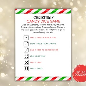 Christmas Candy Dice Game, Christmas Games for Kids, Christmas ...