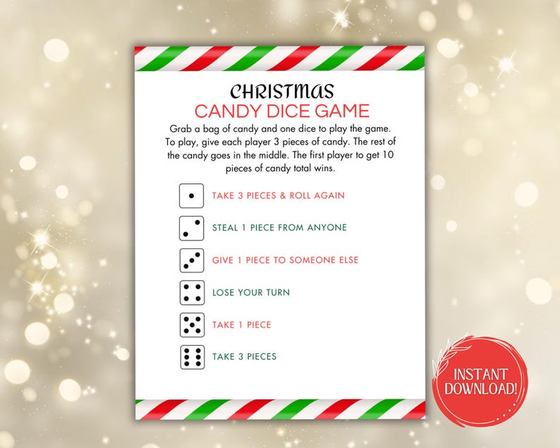 Christmas Candy Dice Game, Christmas Games for Kids, Christmas ...