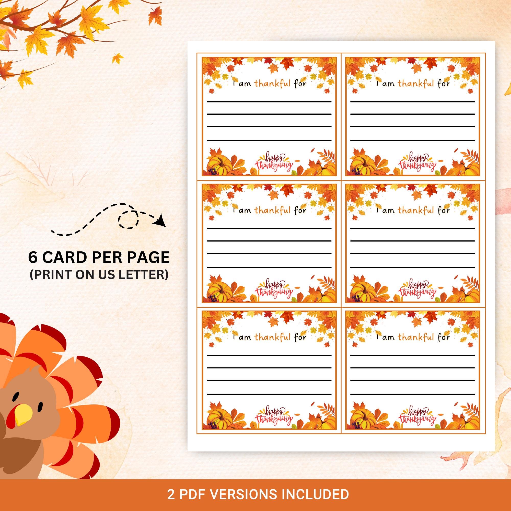 I Am Thankful for Cards, I Am Grateful for Cards, Thanksgiving ...
