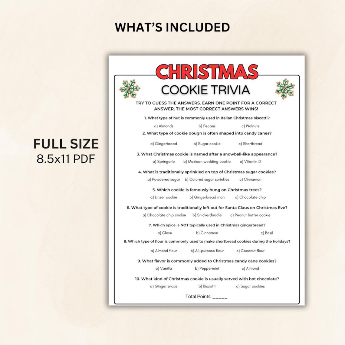Christmas Cookie Trivia Game, Fun Holiday Games, Christmas Party Games ...