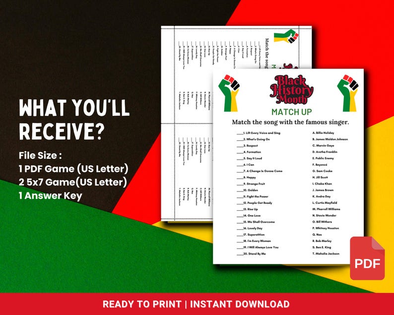 Black History Trivia Game, Black History Month Music Trivia, African ...