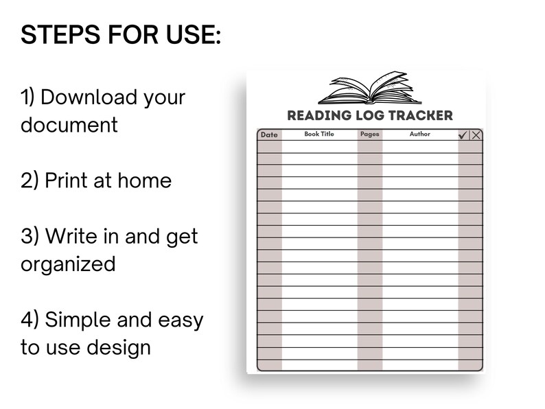 Reading Log Printable Reading Tracker Books to Read Reading - Etsy