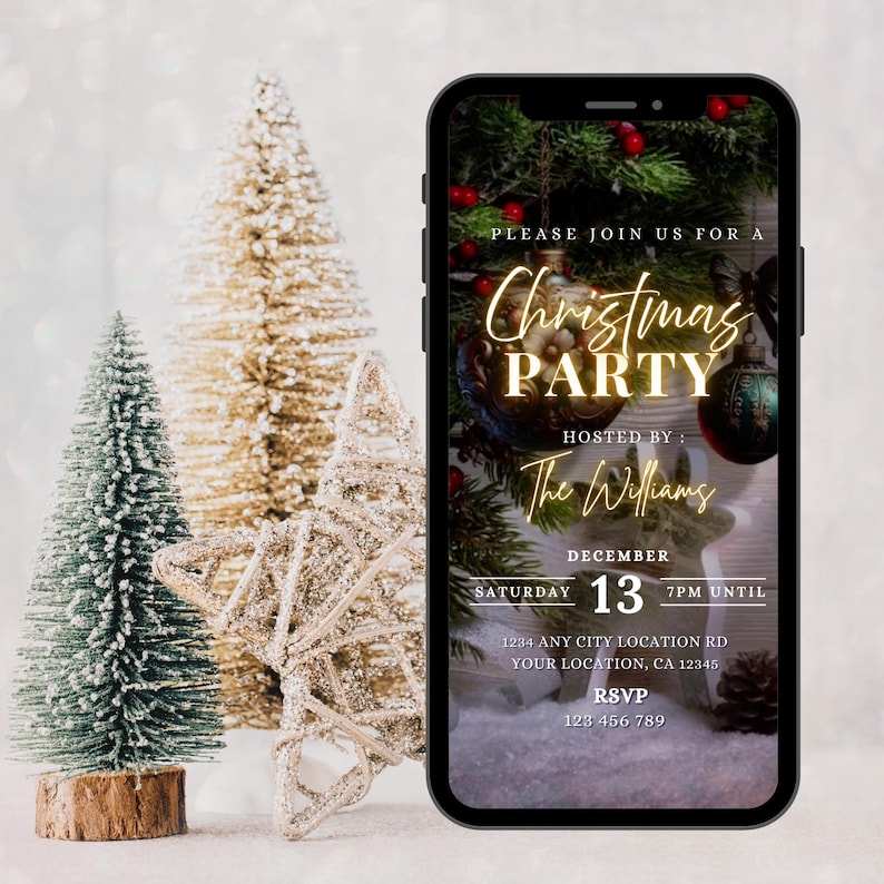 Christmas Party Video Invitation Template, Digital Canva Invite ...