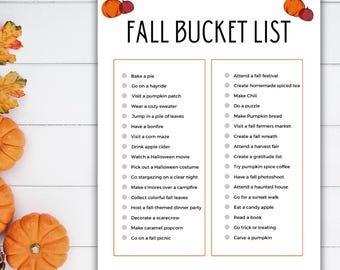 Fall Bucket List Printable, Autumn Bucket List, Bucket List, Fall ...