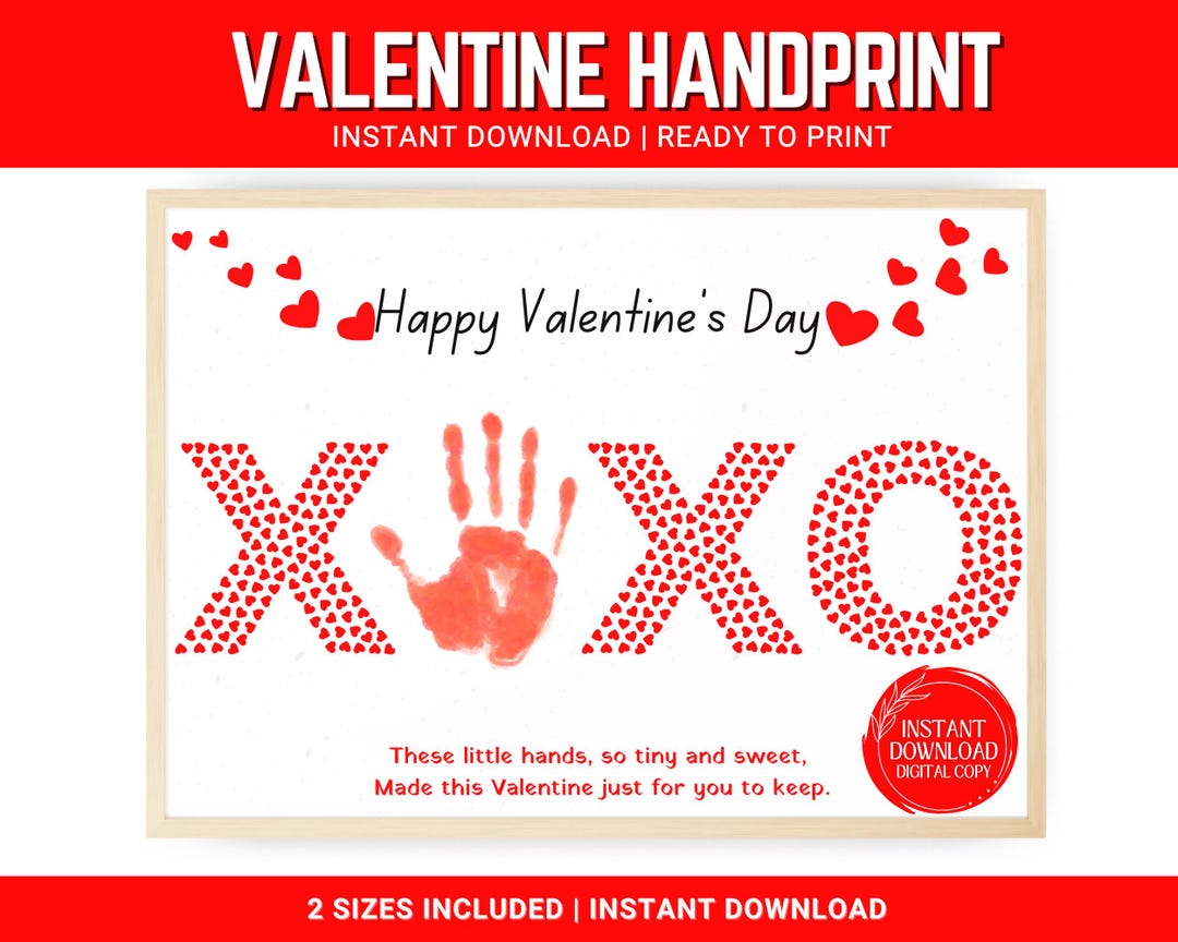 Valentine's Day Handprint Craft, XOXO 2026 Kids Valentine Activity ...
