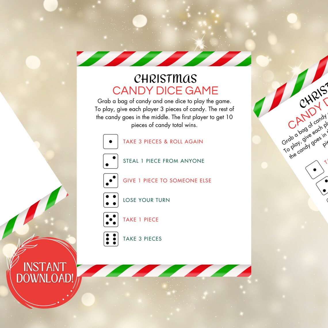 Christmas Candy Dice Game, Christmas Games for Kids, Christmas ...