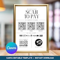 Makeup Artist QR Code Scan Sign, Payment Sign, Pro MUA, Editable Canva ...