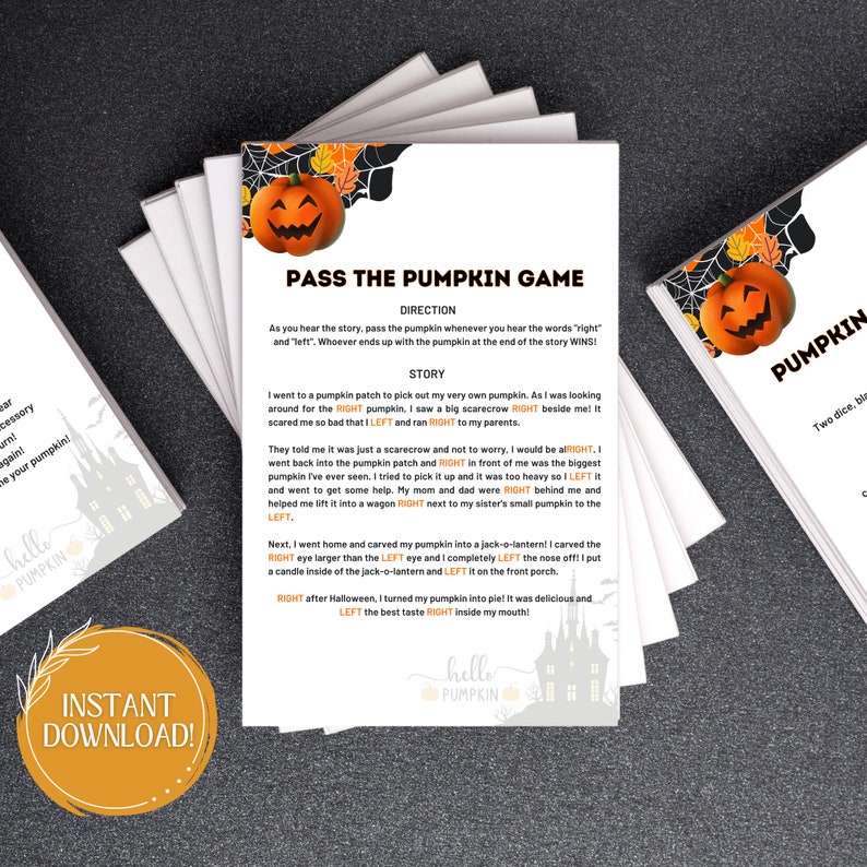 Pass the Pumpkin Game Halloween Printable Left Right Game - Etsy
