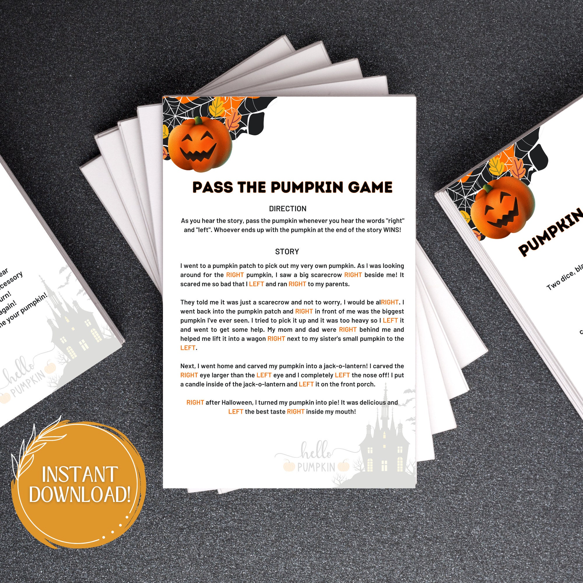 Pass the Pumpkin Game Halloween Printable Left Right Game - Etsy