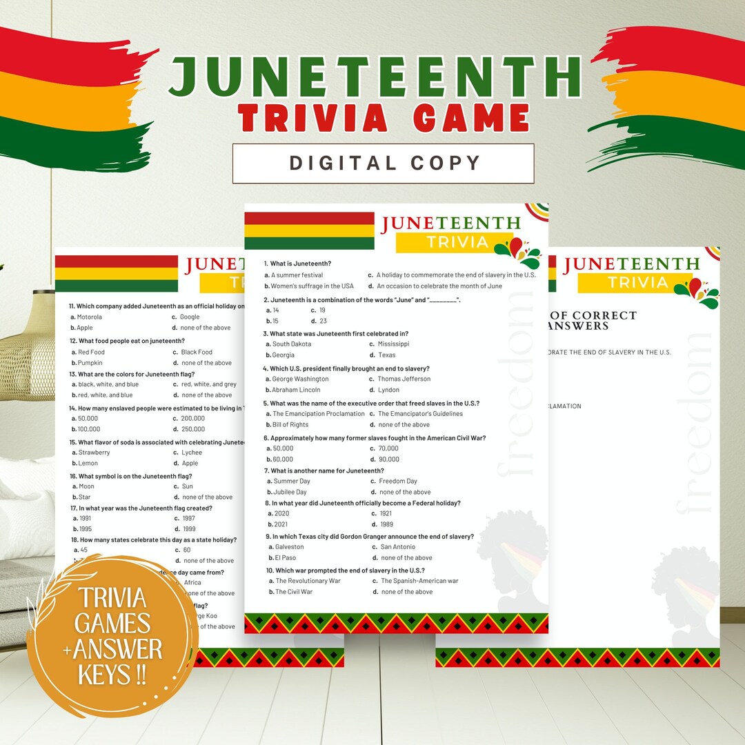Juneteenth Trivia Game| Juneteenth Game |juneteenth Celebration ...
