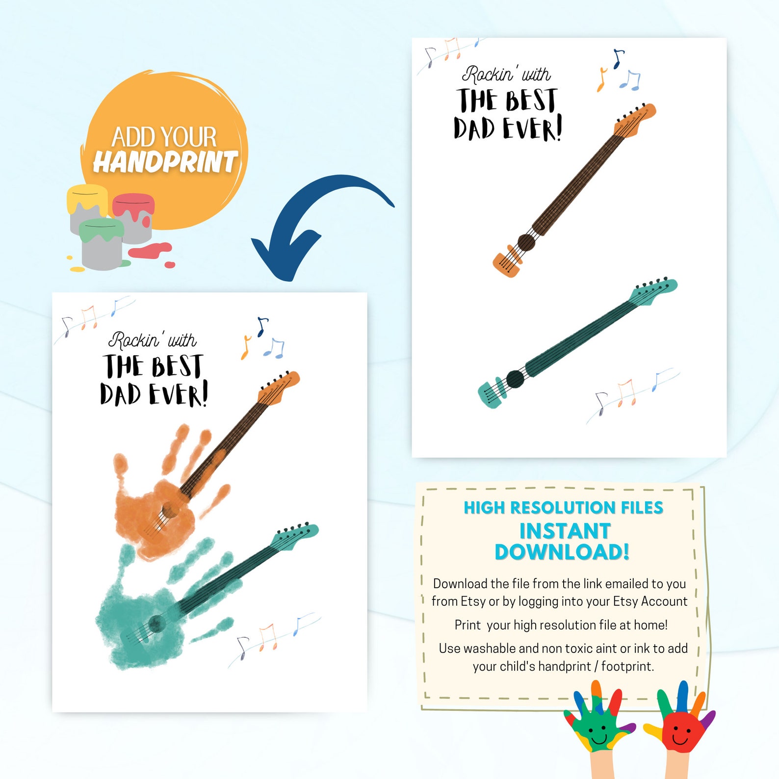 Father's Day Handprint Craft | Father's Day Printable | Fathers Day ...