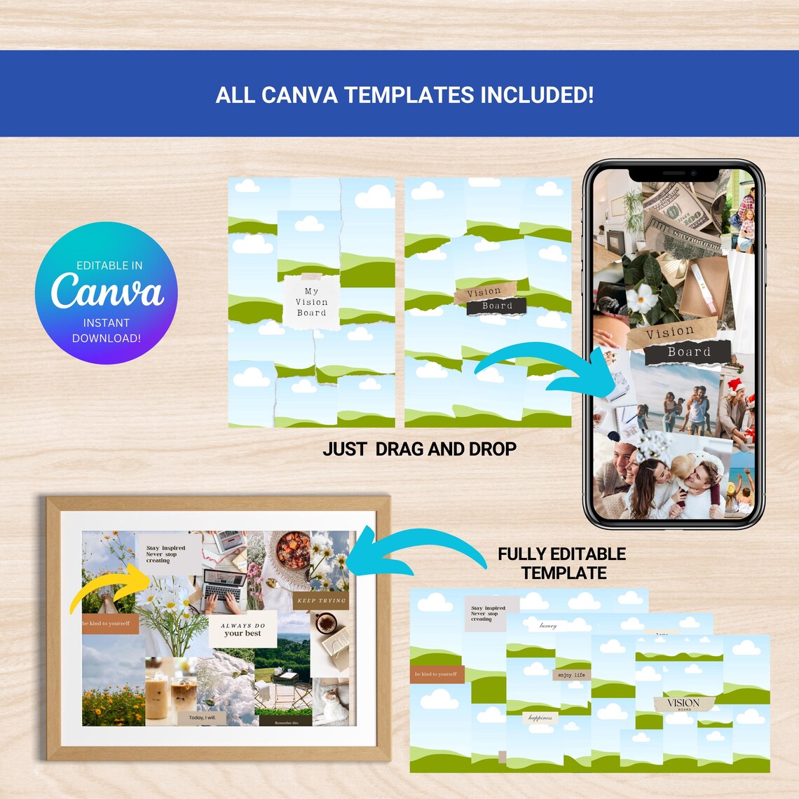 Tableau de visualisation Canva, Modèle de tableau de vision numérique ...