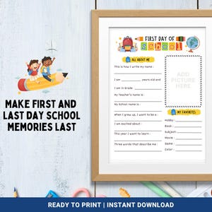 First and Last Day of School Printable, All About Me, Back to School ...