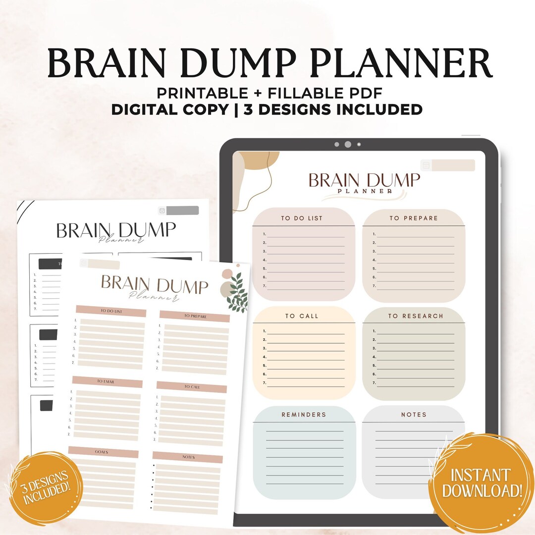 EDITABLE Brain Dump Template, to Do List Printable, ADHD Brain Dump ...