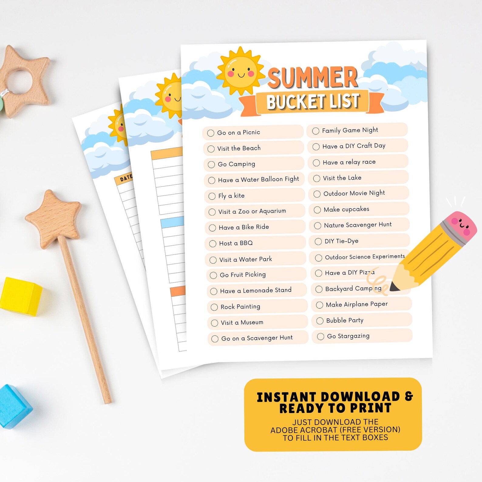 Printable Editable SUMMER 2025 Kids Summer Schedule, Kids Bucket List ...