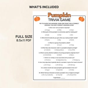 Pumpkin Trivia Game, Printable Pumpkin Trivia, Fall Trivia Game ...