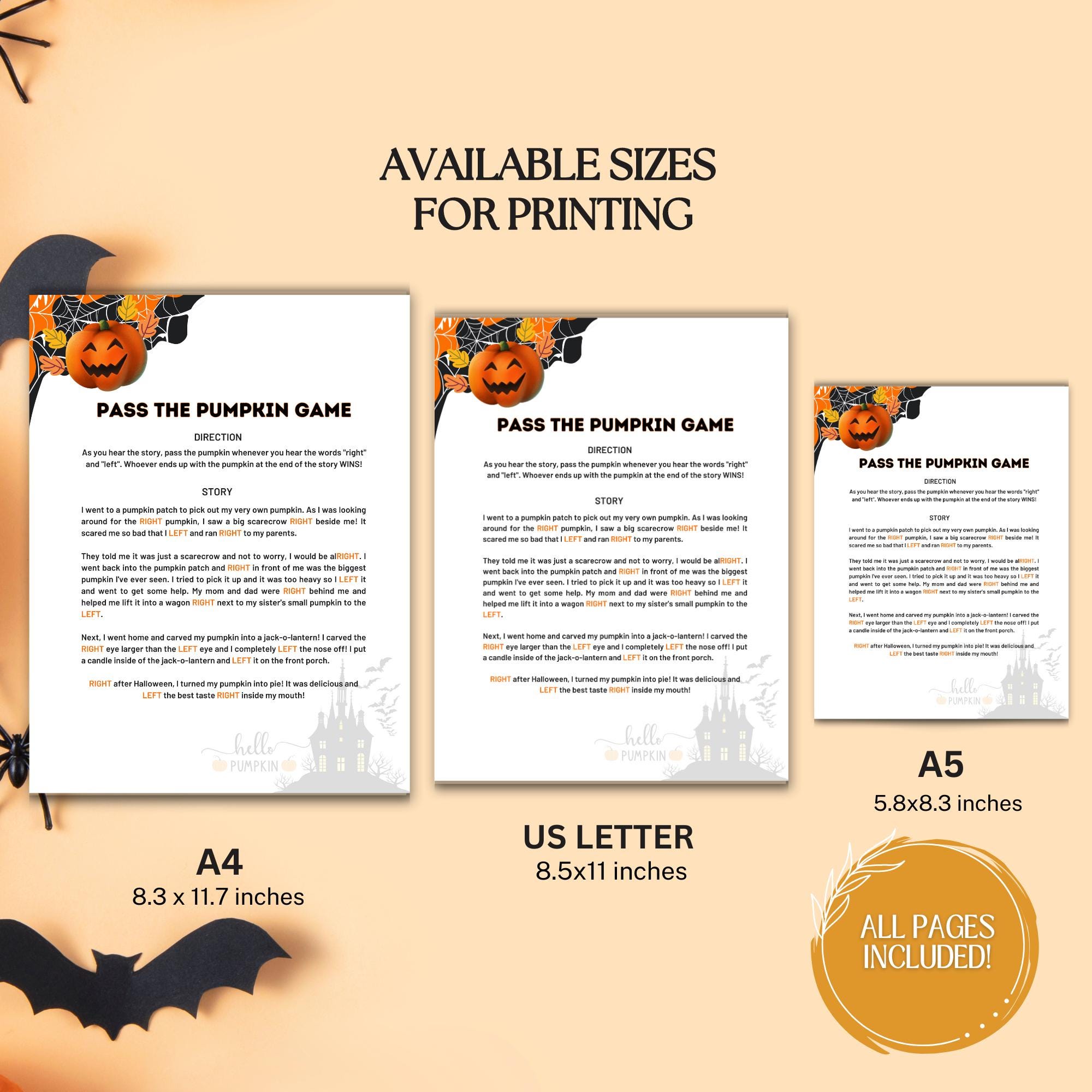 Pass the Pumpkin Halloween Game, Left Right Game, Pass the Gift ...