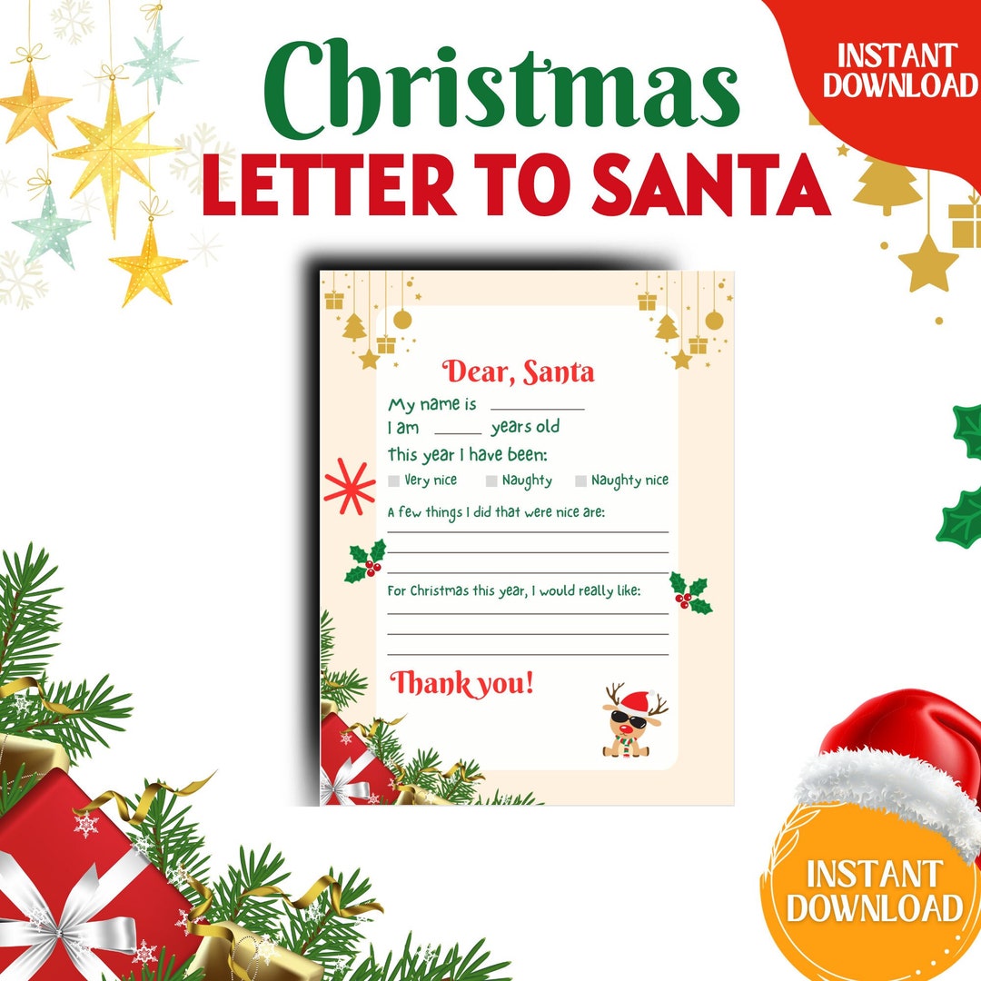 Carta a Santa, Carta para niños a Santa, Lista de deseos de Navidad ...