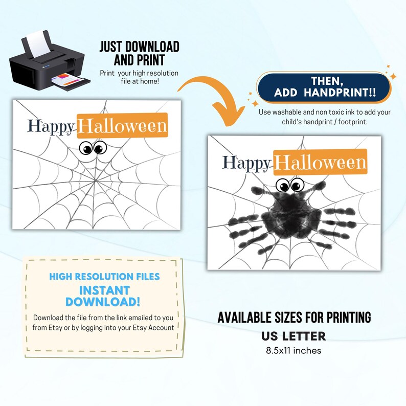 Spider Halloween Handprint Art, Halloween Activity, Preschool Daycare ...