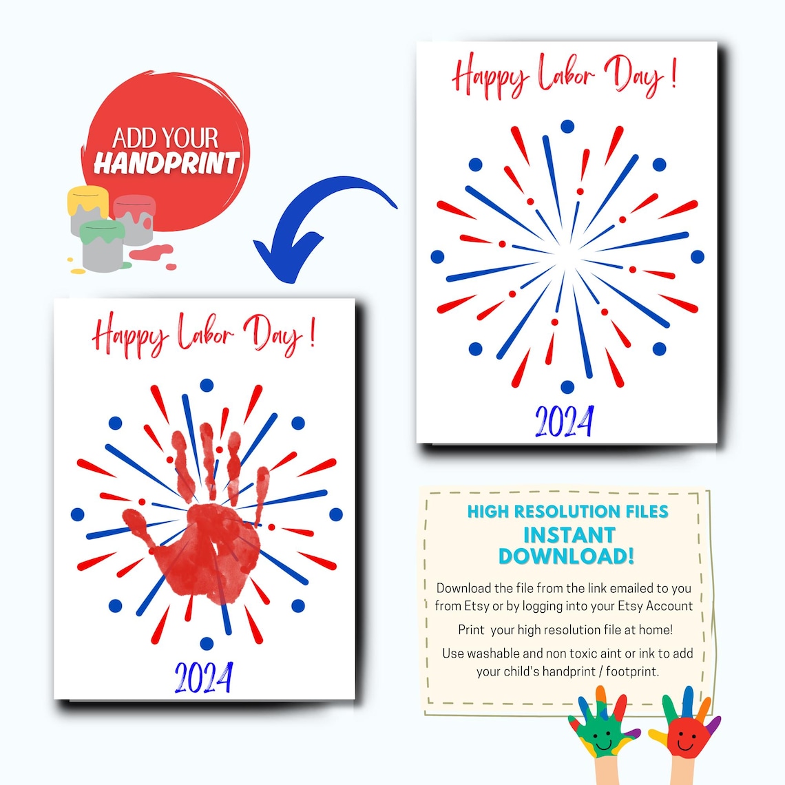 Labor Day Handprint, Labor Day Activity, Handprint Art, Patriotic ...