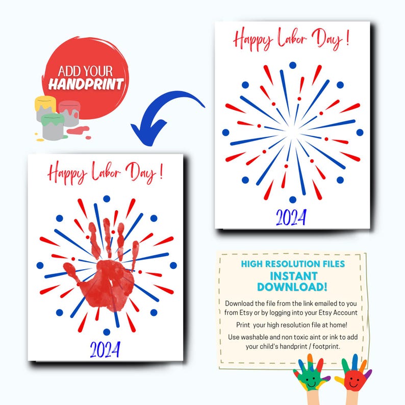Labor Day Handprint, Labor Day Activity, Handprint Art, Patriotic ...