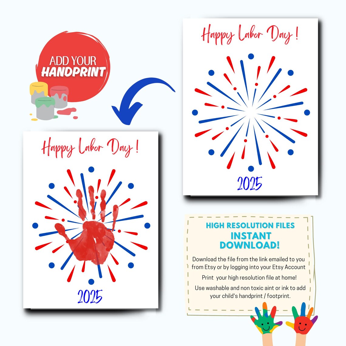 Labor Day Handprint, Labor Day Activity, Handprint Art, Patriotic ...