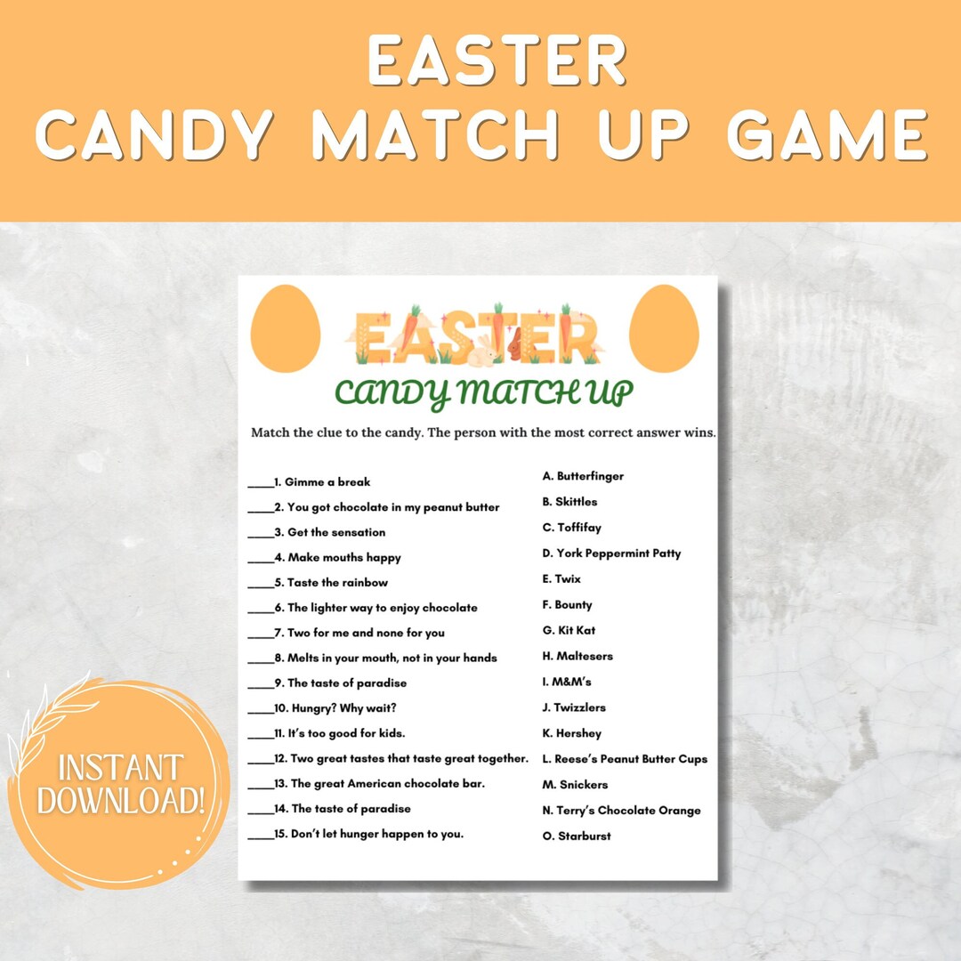Easter Candy Matchup Game, Easter Game, Easter Activity for Kids and ...
