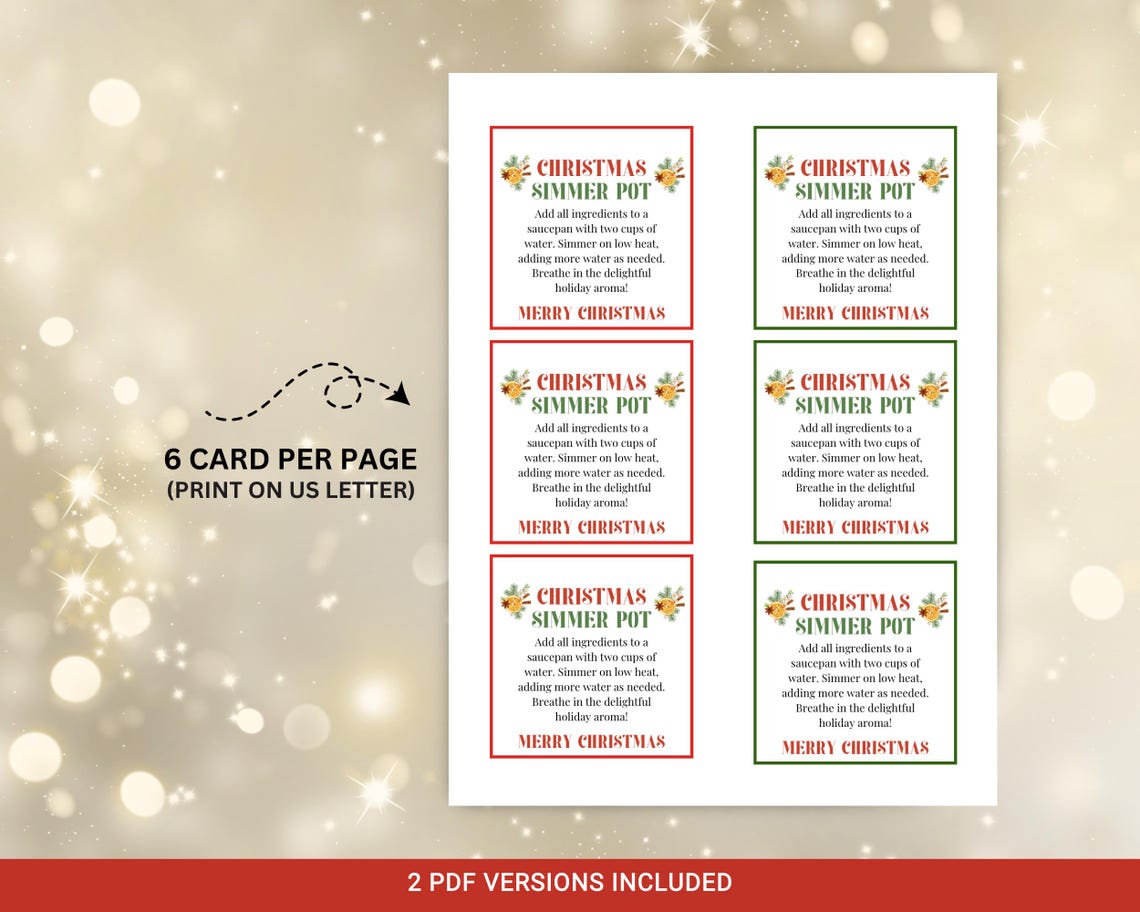 Christmas Potpourri Gift Tag, Printable Simmering Potpourri Tag ...