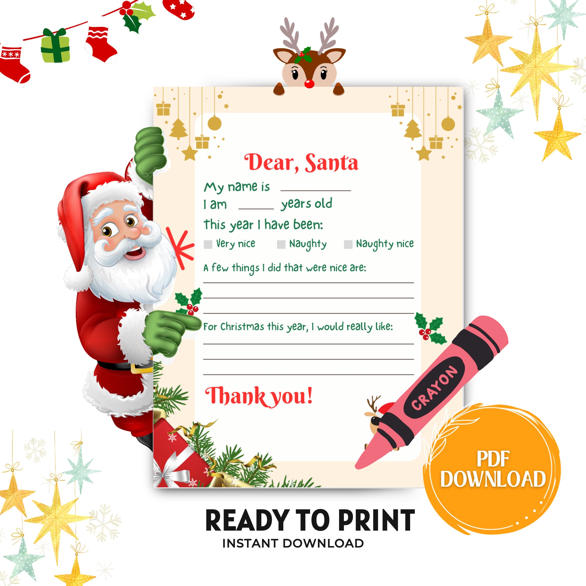 Carta a Santa, Carta para niños a Santa, Lista de deseos de Navidad ...