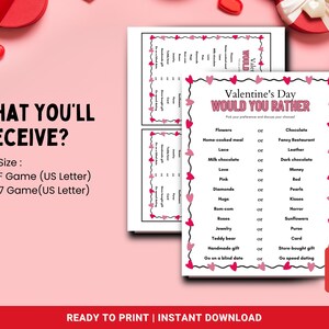 Valentine's Would You Rather, Printable Valentine's Day This or That ...