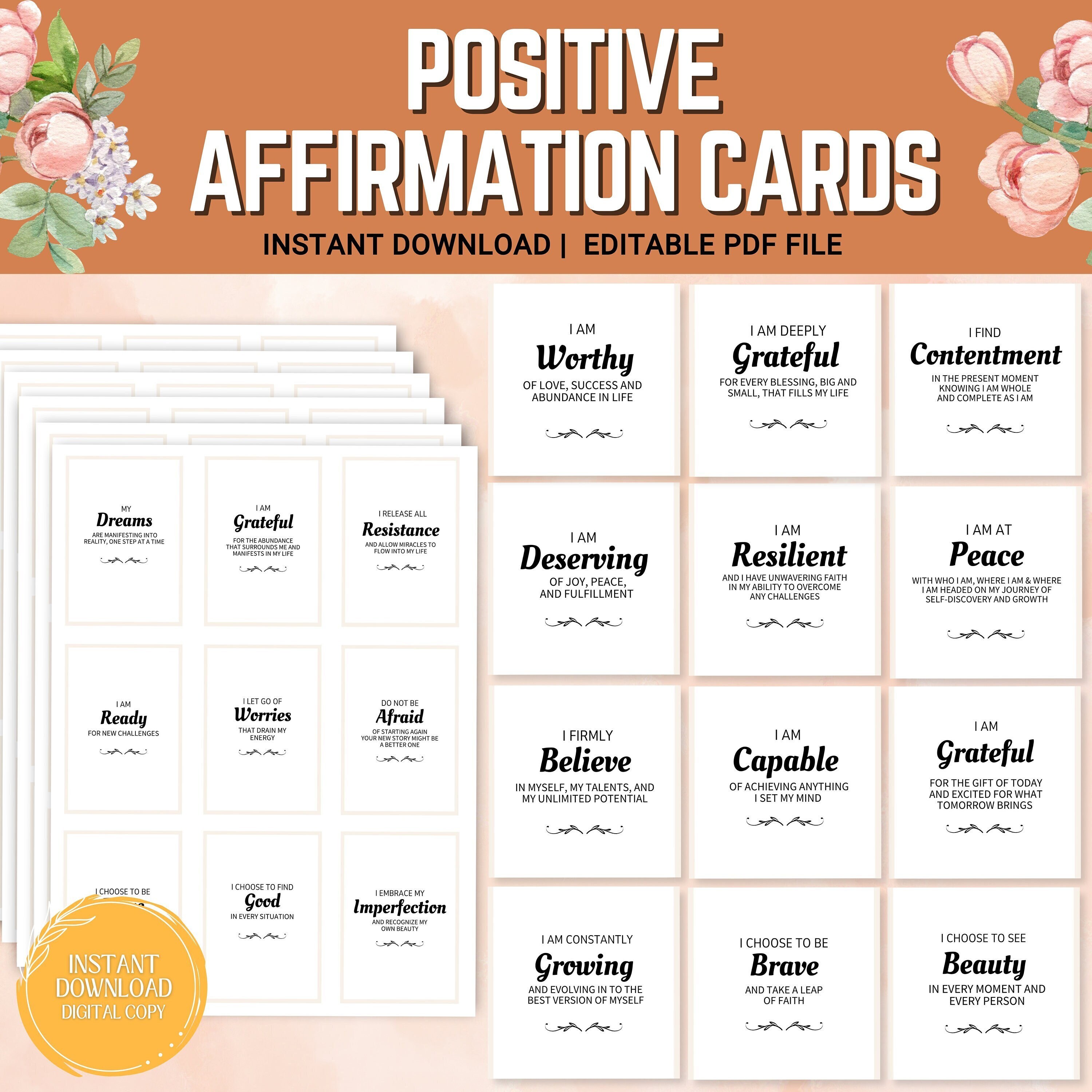 Printable Affirmation Cards, Motivational Cards, Daily Affirmation ...