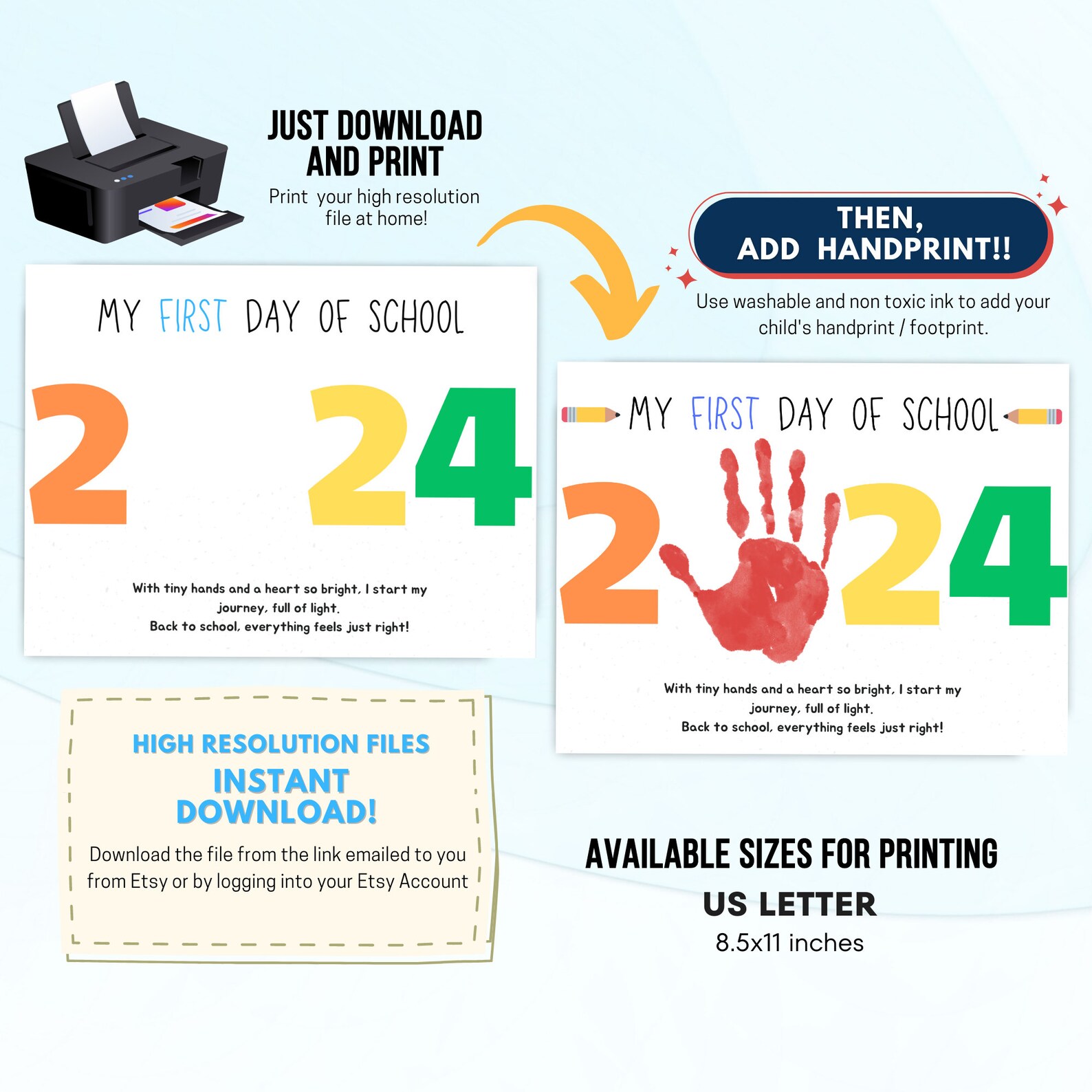 School Handprint Art | First Day of School | Preschool Handprint ...