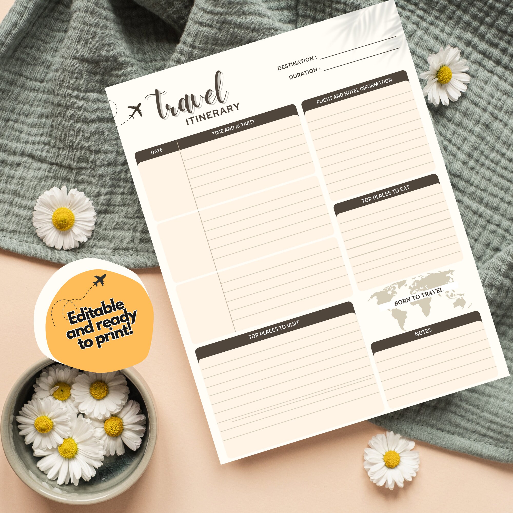 Travel Planner Template, Travel Itinerary, Daily Trip Itinerary, Daily ...