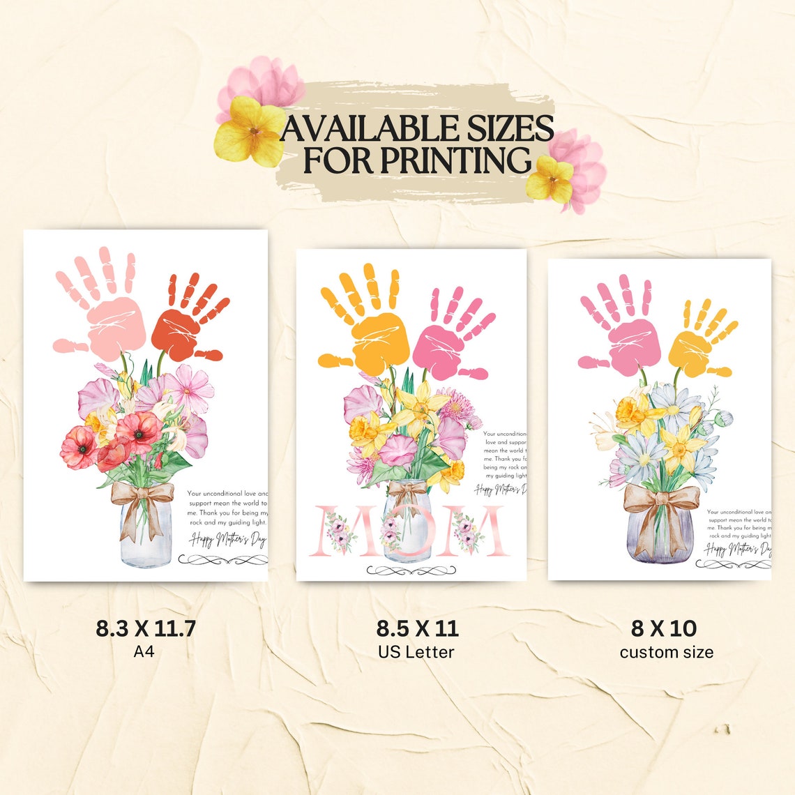 Handprint Craft Art, Printable Mother's Day, for Moms Handprint, Gift ...