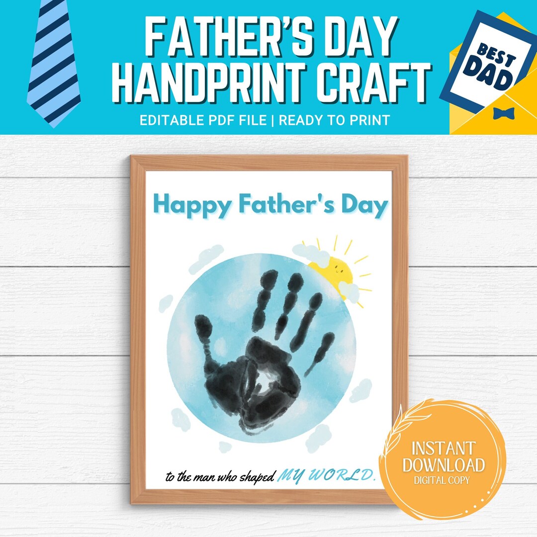 Father's Day Handprint Craft | Father's Day Printable | Fathers Day ...