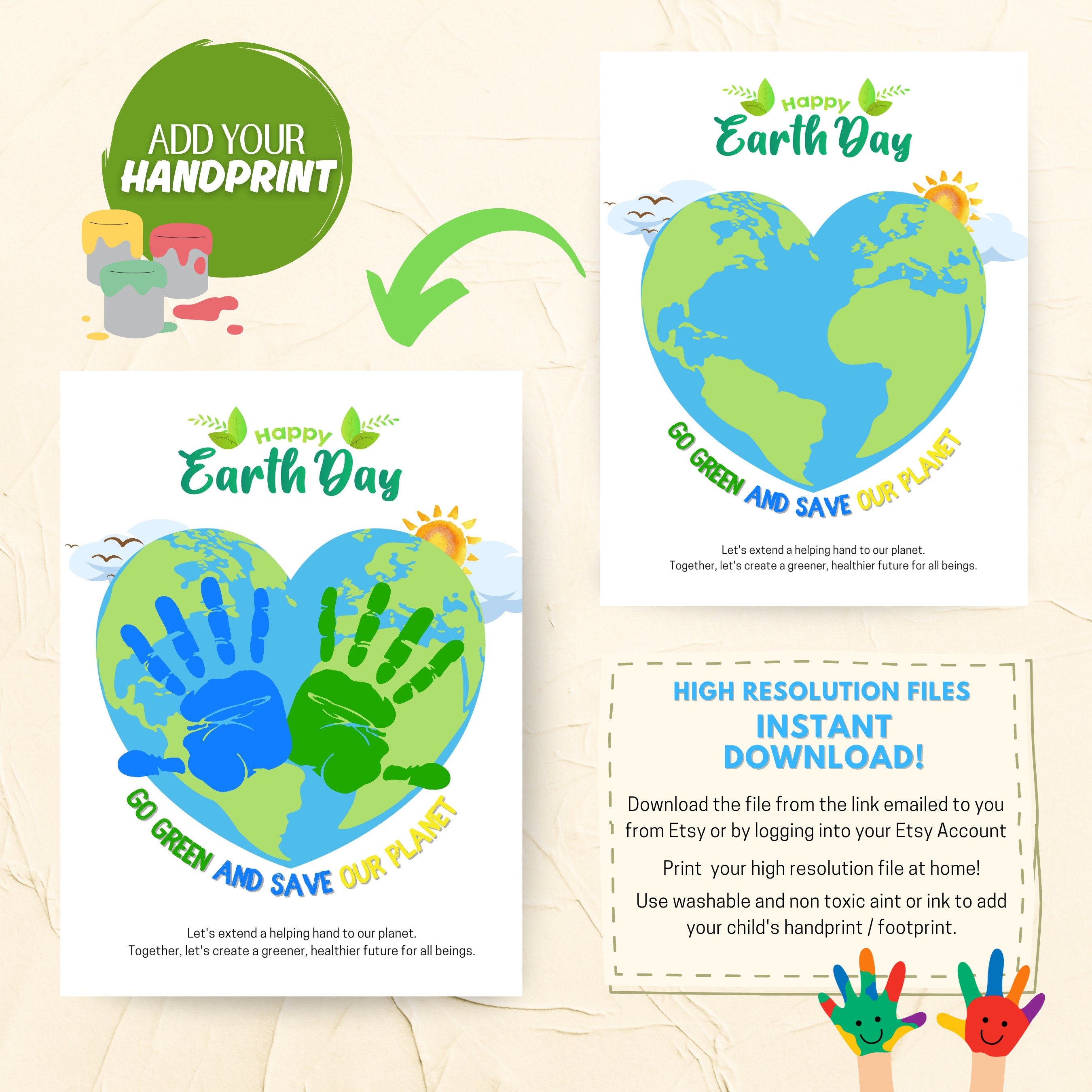 Handprint Craft, Earth Day Handprint Craft, Printable DIY Craft ...