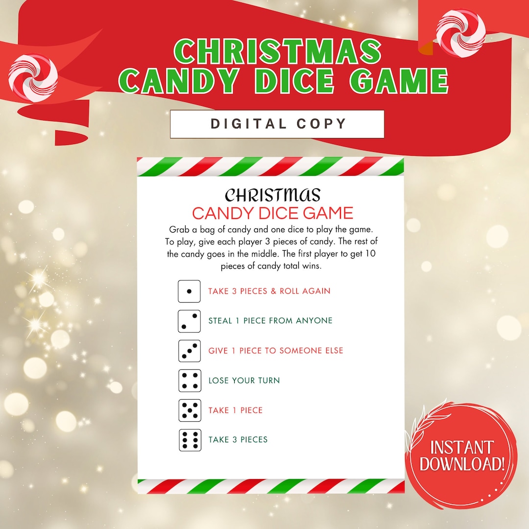 Christmas Candy Dice Game, Christmas Games for Kids, Christmas ...