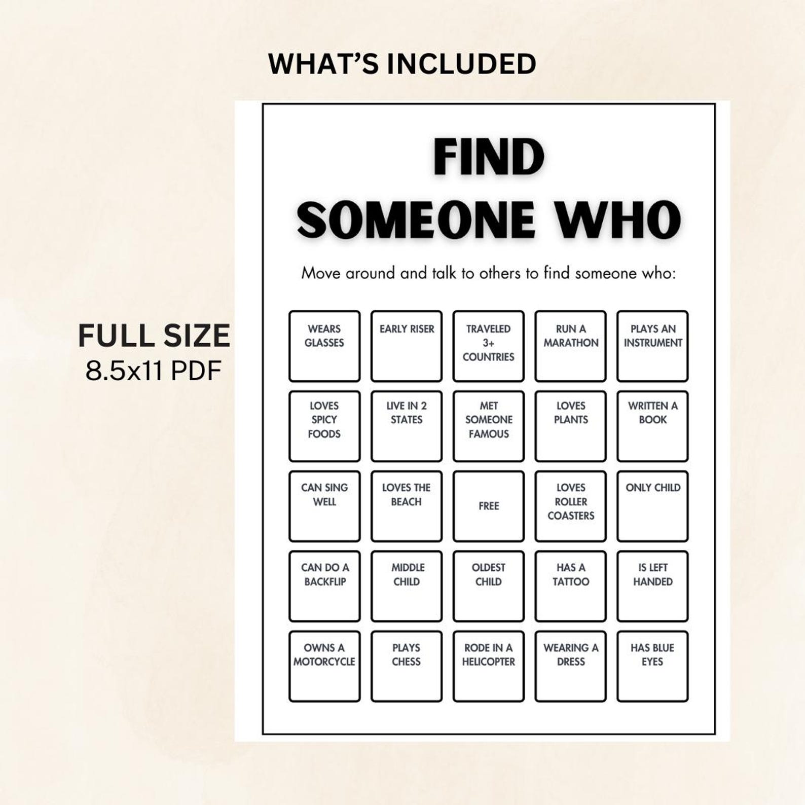 Find Someone Who Printable, Get to Know Bingo, Icebreaker Game, Find ...