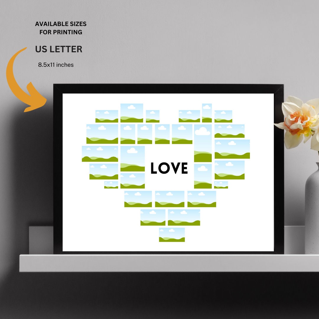 Heart Photo Collage Template, Heart Collage Template,heart Shape Photo ...