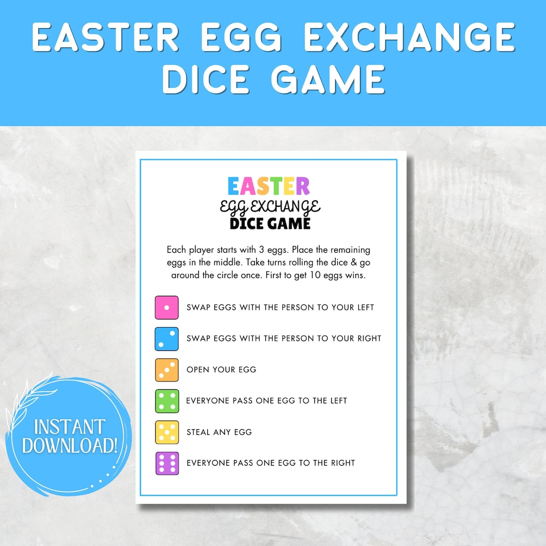 Easter Egg Exchange Dice Game, Printable Easter Games, Easter Group ...