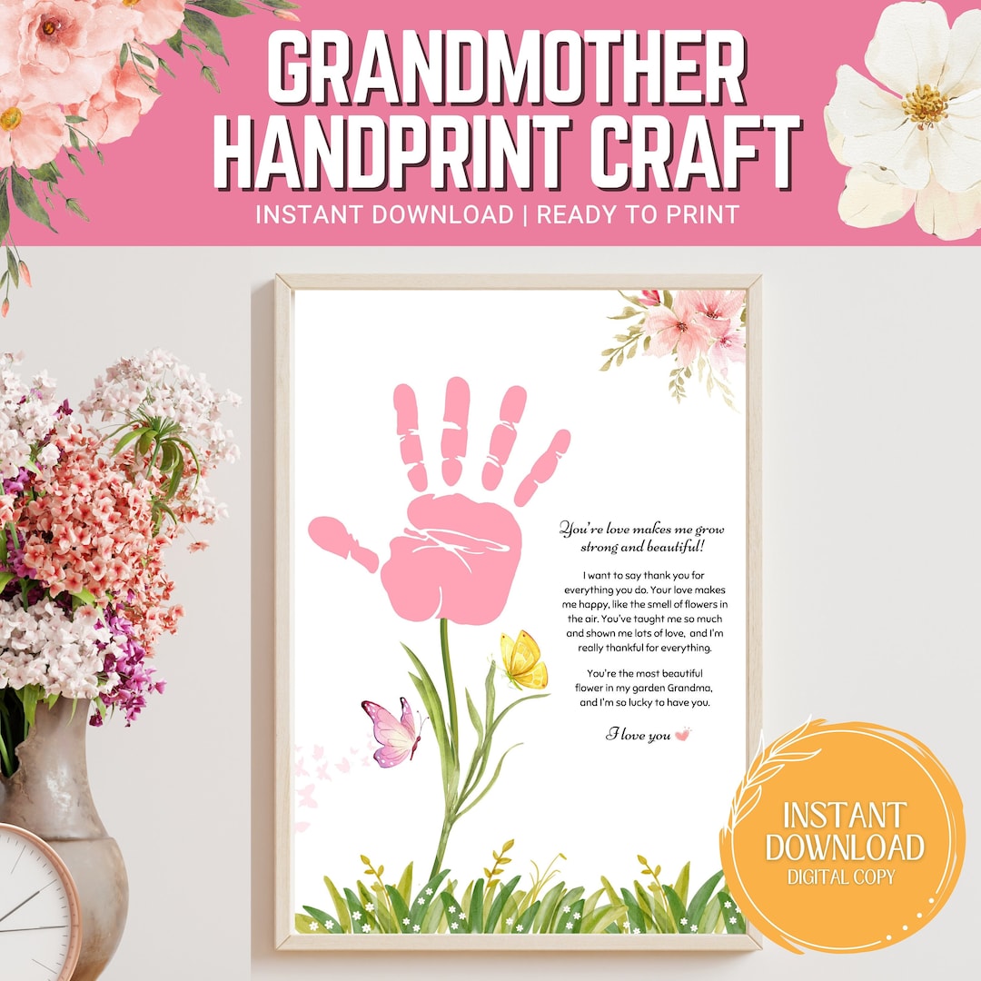 Flower Handprint Art, Grandma Day Handprint, Handprint Poem, Gift From ...