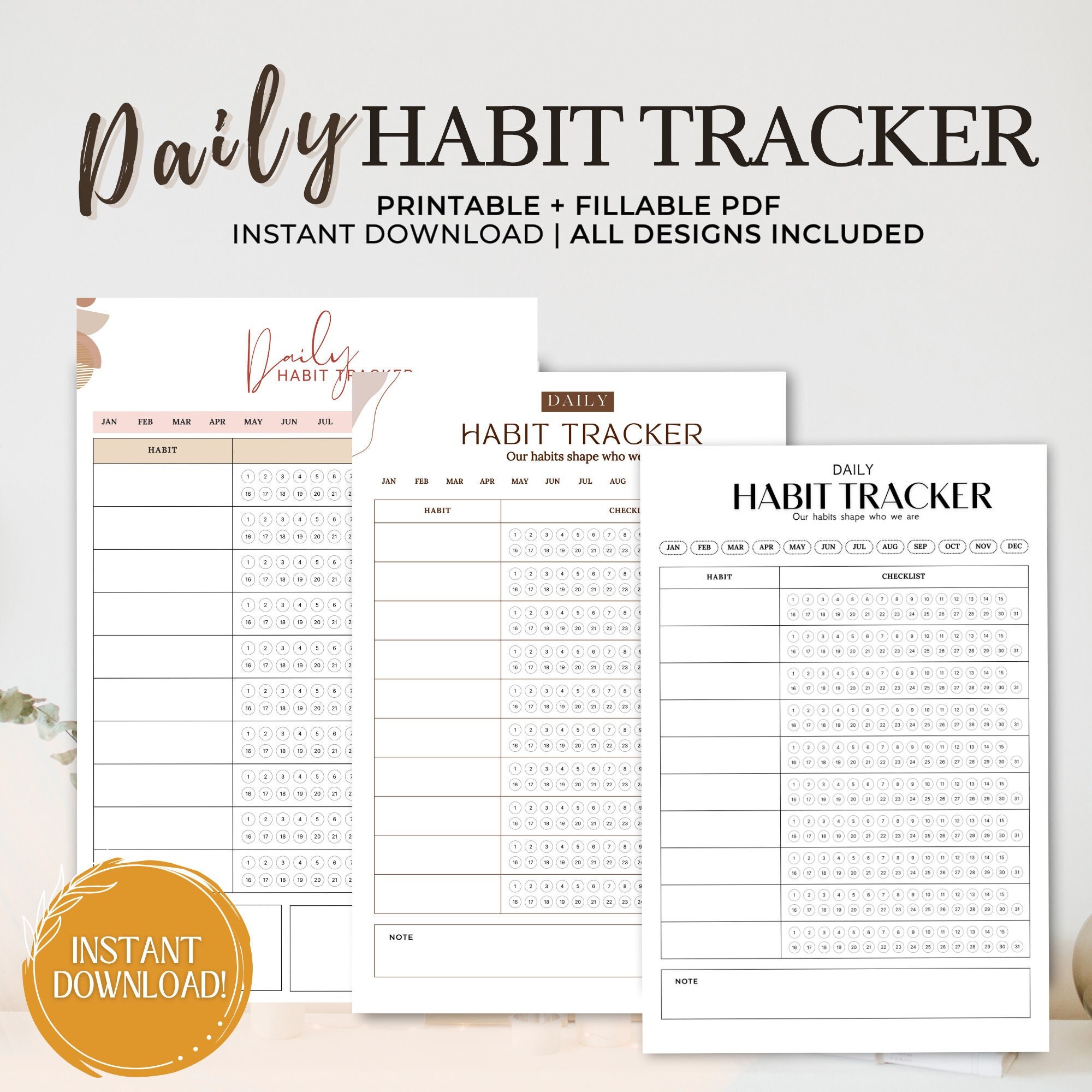 Daily Habit Tracker,editable and Printable Habit Tracker, Routine ...