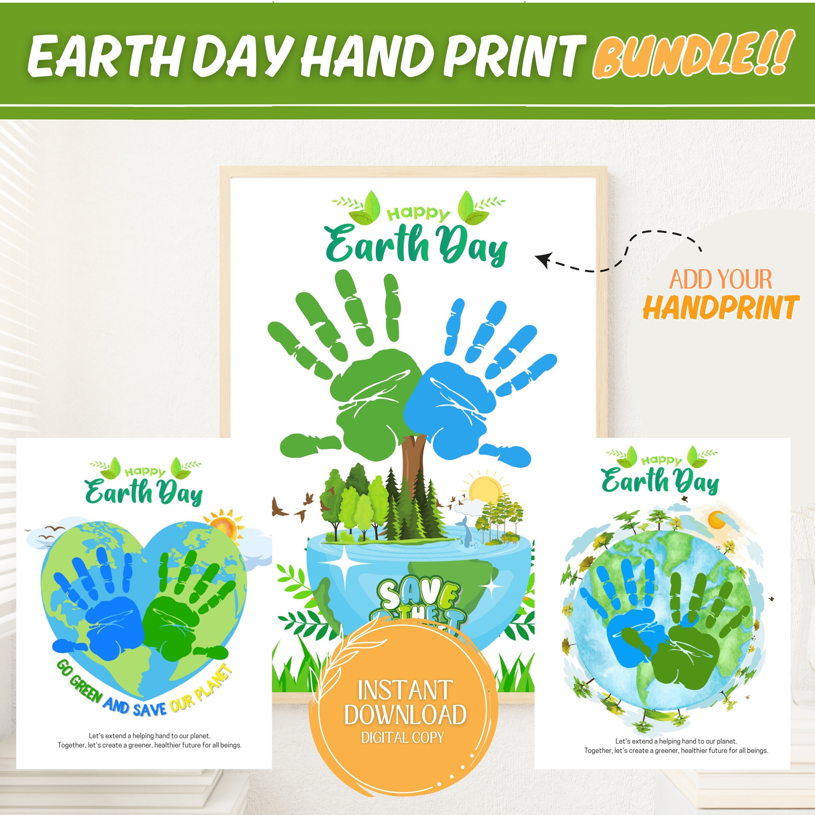 Handprint Craft, Earth Day Handprint Craft, Printable DIY Craft ...